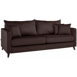 3-Sitzer Home Affaire "Renesse", braun (espresso), B:203cm H:90cm T:90cm, Samtvelours 100% Polyester;Luxus-Microfaser ALTARA NUBUCK (100% Polyester), Sofas, lose Kissen, Keder an Sitzkissen