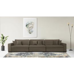 3-Sitzer Home Affaire "Skara", grau (taupe), B:310cm H:86cm T:100cm, 100% Polyester, Sofas, Lounge-Sofa mit Federkernpolsterung, in vielen Bezugsvarianten
