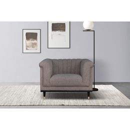 Sessel Home Affaire "Chamby", grau (taupe), B:100cm H:71cm T:85cm, 100% Polyester;Samtoptik (100% Polyester), Scheuertouren >100.000, Pilling: 5, Sessel, Lounge-Sessel Einzelsessel, mit Holzrahmen unten und Steppung im Lehnenbereich