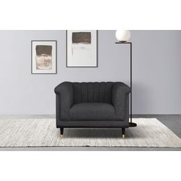 Sessel Home Affaire "Chamby", grau (dunkelgrau), B:100cm H:71cm T:85cm, 100% Polyester;Samtoptik (100% Polyester), Scheuertouren >100.000, Pilling: 5, Sessel, Lounge-Sessel Einzelsessel, mit Holzrahmen unten und Steppung im Lehnenbereich