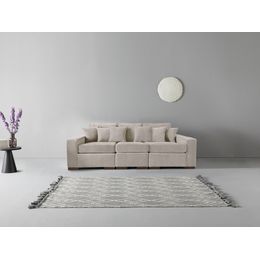 3-Sitzer Home Affaire "Skara", beige (natur), B:310cm H:86cm T:100cm, 100% Polyester, Sofas, Lounge-Sofa mit Federkernpolsterung, in vielen Bezugsvarianten