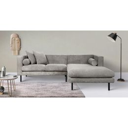 Ecksofa Home Affaire "Lillibeth L-Form Designsofa, Ma&szlig;e B/T/H: 240/173/83 cm", grau (taupe), B:240cm H:83cm T:173cm, 100% Polyester, Sofas, Ecksofa, Zierkissen als Wendekissen, in Samtoptik oder Cord