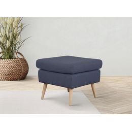 Hocker Home Affaire "Charles", blau (dunkelblau), B:58cm H:49cm T:58cm, 100% Polyester, Hocker, Fußhocker, passend zum Sessel "Charles"