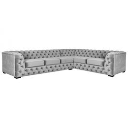 Chesterfield-Sofa Home Affaire "KALINA L-Form", grau, B:307cm H:67cm T:227cm, 100% Polyester, Sofas, hochwertig Chesterfield-Ausführung