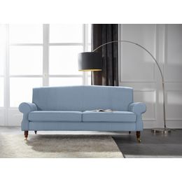 3-Sitzer Home Affaire "Rennes", blau (blau uni), B:200cm H:90cm T:93cm, Samtoptik ( 100% Polyester);Baumwollmix (50% Baumwolle, 50% Polyester), Sofas, in Samtoptik oder Baumwoll-Mix