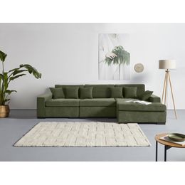 Ottomane Home Affaire "Skara L-Form", gr&uuml;n, B:310cm H:86cm T:100cm, 100% Polyester, Sofas, Ottomane, Lounge-Sofa mit Federkernpolsterung, in vielen Bezugsvarianten