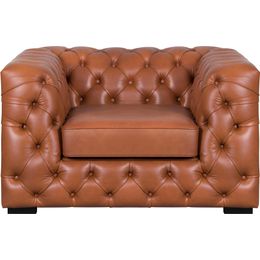 Chesterfield-Sessel Home Affaire "Kalina Sessel", braun (cognac), B:110cm H:67cm T:98cm, Sessel, mit klassischer Chesterfield-Knopfheftung, sehr hochwertige Qualität