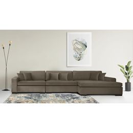 Ottomane Home Affaire "Skara L-Form", grau (taupe), B:310cm H:86cm T:100cm, 100% Polyester, Sofas, Ottomane, Lounge-Sofa mit Federkernpolsterung, in vielen Bezugsvarianten