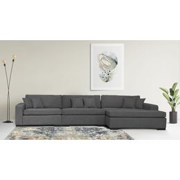 Ottomane Home Affaire "Skara L-Form", grau (dunkelgrau), B:310cm H:86cm T:100cm, 100% Polyester, Sofas, Ottomane, Lounge-Sofa mit Federkernpolsterung, in vielen Bezugsvarianten