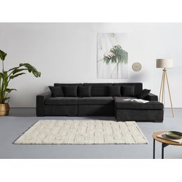 Ottomane Home Affaire "Skara L-Form", grau (anthrazit), B:310cm H:86cm T:100cm, 100% Polyester, Sofas, Ottomane, Lounge-Sofa mit Federkernpolsterung, in vielen Bezugsvarianten