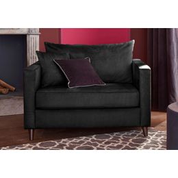 Sessel Home Affaire "Renesse", schwarz, B:92cm H:74cm T:90cm, Luxus-Microfaser ALTARA NUBUCK (100% Polyester);Samtvelours 100% Polyester, Sessel, Sessel, lose Kissen, Keder an Sitzkissen