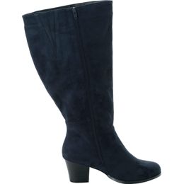sheego Damen Weitschaftstiefel aus Velours-Lederimitat, jeansblau, Gr&ouml;&szlig;e 43