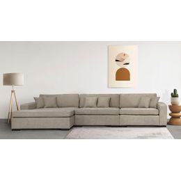 Sofa-Eckelement Home Affaire "Skara XXL L-Form", beige (dunkelbeige), B:400cm H:86cm T:190cm, 100% Polyester, Polsterelemente, Lounge-Sofa XXL mit Federkern-Polsterung, in vielen Bezugsvarianten