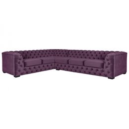 Chesterfield-Sofa Home Affaire "KALINA L-Form", lila (aubergine), B:307cm H:67cm T:227cm, 100% Polyester, Sofas, hochwertig Chesterfield-Ausführung