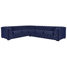 Chesterfield-Sofa Home Affaire "KALINA L-Form", blau (dunkelblau), B:307cm H:67cm T:227cm, 100% Polyester, Sofas, hochwertig Chesterfield-Ausführung