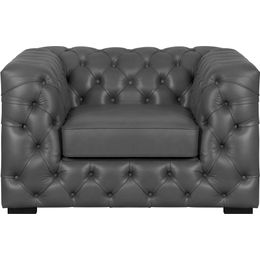 Chesterfield-Sessel Home Affaire "Kalina Sessel", grau (dunkelgrau), B:110cm H:67cm T:98cm, Sessel, mit klassischer Chesterfield-Knopfheftung, sehr hochwertige Qualität