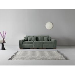3-Sitzer Home Affaire "Skara", grau, B:310cm H:86cm T:100cm, 100% Polyester, Sofas, Lounge-Sofa mit Federkernpolsterung, in vielen Bezugsvarianten