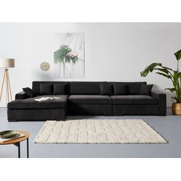 Sofa-Eckelement Home Affaire "Skara XXL L-Form", grau (anthrazit), B:400cm H:86cm T:190cm, 100% Polyester, Polsterelemente, Lounge-Sofa XXL mit Federkern-Polsterung, in vielen Bezugsvarianten