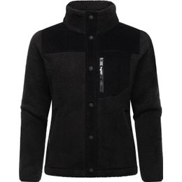 Plüschjacke Ragwear "Appopis Block", Damen, Gr. XL(42), schwarz, Obermaterial oben: 100% Polyester, Obermaterial unten: 100% Baumwolle, Modisch, bequem hüftbedeckend, hoch geschlossener Ausschnitt, Ärmel ohne Ärmelschlitz abgesteppte Kante, Jacken, Flauschige Übergangsjacke aus Teddyfleece