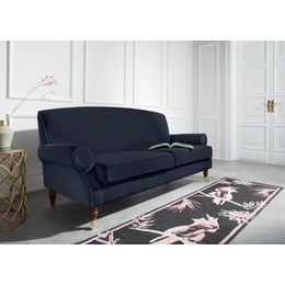 3-Sitzer Home Affaire "Rennes", blau (dunkelblau), B:200cm H:90cm T:93cm, Samtoptik ( 100% Polyester);Baumwollmix (50% Baumwolle, 50% Polyester), Sofas, in Samtoptik oder Baumwoll-Mix