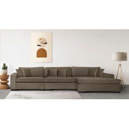 Sofa-Eckelement Home Affaire "Skara XXL L-Form", grau (taupe), B:400cm H:86cm T:190cm, 100% Polyester, Polsterelemente, Lounge-Sofa XXL mit Federkern-Polsterung, in vielen Bezugsvarianten