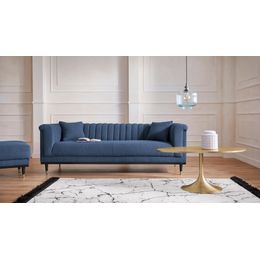 3-Sitzer Home Affaire "Chamby New", blau, B:210cm H:71,5cm T:85cm, Boucl&eacute; (100% Polyester), Sofas, im Boucl&eacute;-Strukturbezug mit Steppung im Lehnenbereich