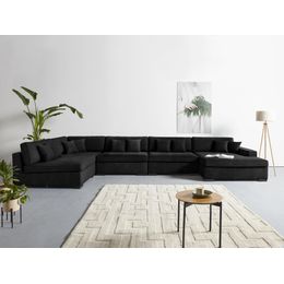Wohnlandschaft Home Affaire "Skara XXL U-Form", grau (anthrazit), B:510cm H:86cm T:250cm, 100% Polyester, Sofas, Wohnlandschaft, Lounge-Sofa XXL mit Federkern-Polsterung, in vielen Bezugsvarianten