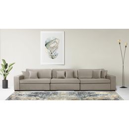 3-Sitzer Home Affaire "Skara", beige (dunkelbeige), B:310cm H:86cm T:100cm, 100% Polyester, Sofas, Lounge-Sofa mit Federkernpolsterung, in vielen Bezugsvarianten