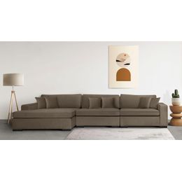 Sofa-Eckelement Home Affaire "Skara XXL L-Form", grau (taupe), B:400cm H:86cm T:190cm, 100% Polyester, Polsterelemente, Lounge-Sofa XXL mit Federkern-Polsterung, in vielen Bezugsvarianten
