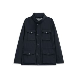 Fieldjacket Bugatti "Regular Fit", Herren, Gr. 50, blau (390, marine), 100% Polyester, unifarben, regular fit, Manschette, Jacken, mit Stretch & Stehkragen