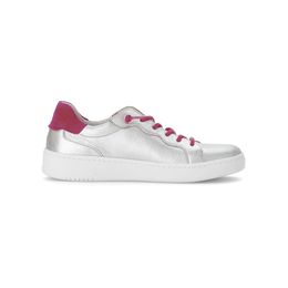 Gabor Leder-Sneakers in Silber/ Fuchsia - 75% | Gr&ouml;&szlig;e 37 | Damen-sneakers