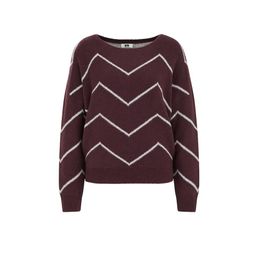 WE Fashion Pullover Damen Gr&ouml;&szlig;e L aubergine / wei&szlig;
