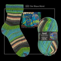Pullover- und Sockenwolle 4-fach in Variation nach Hundertwasser-Werken von Opal, Der Blaue Mond - Werk 650, aus Schurwolle