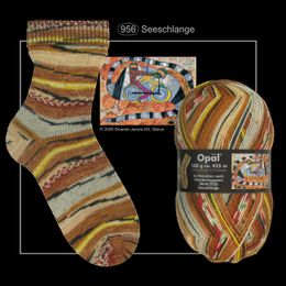 Pullover- und Sockenwolle 4-fach in Variation nach Hundertwasser-Werken von Opal, Seeschlange - Werk 956, aus Schurwolle