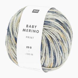 Baby Merino Print von Rico Design, Marine/Vanille, aus Schurwolle