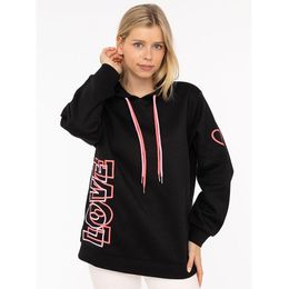 Zwillingsherz Hoodie "LOVE 2.0" in Schwarz - 53% | Größe L/XL | Damen-sweatshirts-jacken