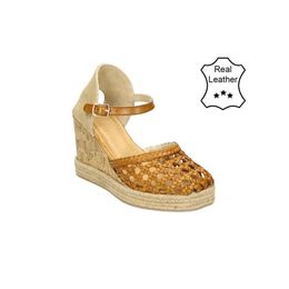Bullboxer Leder-Keil-Slingpumps in Cognac - 48% | Größe 37 | Pumps