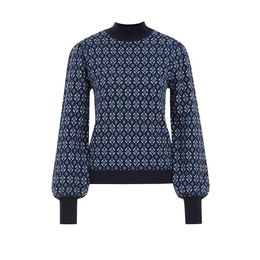 WE Fashion Pullover Damen Gr&ouml;&szlig;e M blau / marine / wei&szlig;