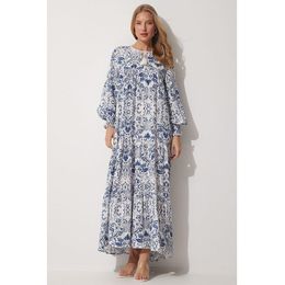 Happiness Istanbul Kleid in Blau/ Weiß - 71% | Größe 38 | Damen-kleider