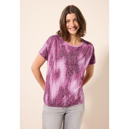 T-Shirt Cecil, Damen, Gr. L (42), cherry blossom pink, Stoff, 65% Polyester, 35% Viskose , bedruckt, gerade normal, Rundhals, B&uuml;ndchen, Shirts T-Shirt, mit Elastiksaum