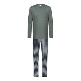Mey Pyjama 'Rough Stripes' Herren Gr&ouml;&szlig;e S navy / schilf / wei&szlig;