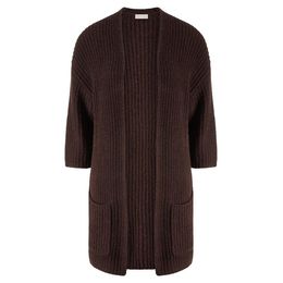 Peter Hahn - Strickjacke mit 3/4-Arm aus Schurwolle und Kaschmi, braun, Gr. 46/48 - Schurwolle