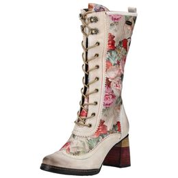 Laura Vita Schn&uuml;rstiefel Damen Gr&ouml;&szlig;e 42 beige / gr&uuml;n / rosa / rot Winterschuhe