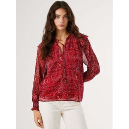 Pepe Jeans Bluse 'Mar' Damen Gr&ouml;&szlig;e L grenadine / dunkelrot / wei&szlig;