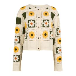 Apricot Patchwork Daisy Crochet Cardigan ' ' Damen Gr&ouml;&szlig;e S gelb