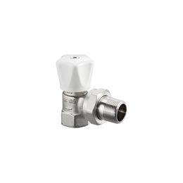 Oventrop Handregulierventil Baureihe HRV 3/4", Eck, verk&uuml;rzt, Messing vernickelt (1194506)