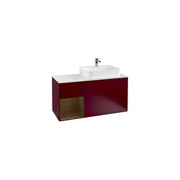 Villeroy & Boch V&B Waschtischunterschrank Abdeckplatte Gl. wh. m Finion 120cm, Reg li Walnut veneer, Peony Matt ; Villeroy & Boch (F141GNHB)