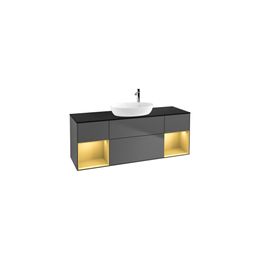 Villeroy & Boch V&B Waschtischunterschrank Finion 160cm, Pl b m, Reg gol m Lac, Anthrac. m ; Villeroy & Boch (F982HFGK)