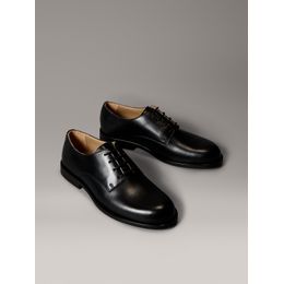 Schnürschuh Calvin Klein "ESS RUBBER DERBY LTH", Herren, Gr. 46, schwarz, Leder, unifarben, Schuhe, Anzugschuh, Business-Schnürer, Klassik-Schnürschuh mit CK-Markenlogo