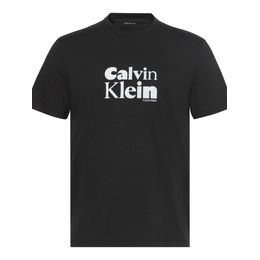 T-Shirt Calvin Klein "SS 30S EU Calvin Klein BOLD GRAP", Herren, Gr. L, schwarz, Web, Obermaterial: 100% Baumwolle, unifarben, regular fit normal, Rundhals, eingesetzt abgesteppte Kante, Shirts T-Shirt, Mit Rundhalsausschnitt, regular fit